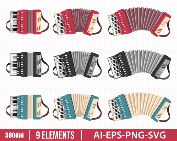 Accordion Set Clipart Vector Design Illustration. Accordion - Etsy