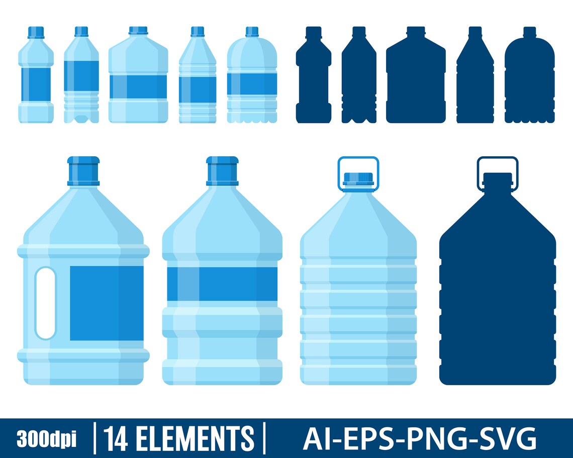 Water Bottle Clipart Vector Design Illustration. Water Bottle - Etsy