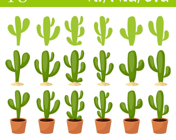 Cactus Doodle Vector Icons, Succulent Clipart (PNG, EPS, PDF) - Etsy Canada