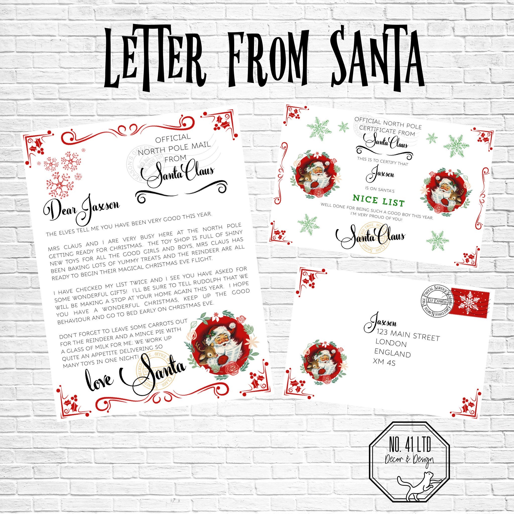 Letter From Santa Letter / Your Childs Name / Custom / Santa - Etsy UK