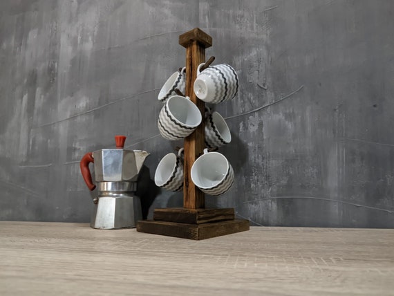 Vintage Wooden Tree Shape Coffee Cups Holder Rustic Coffee | Etsy