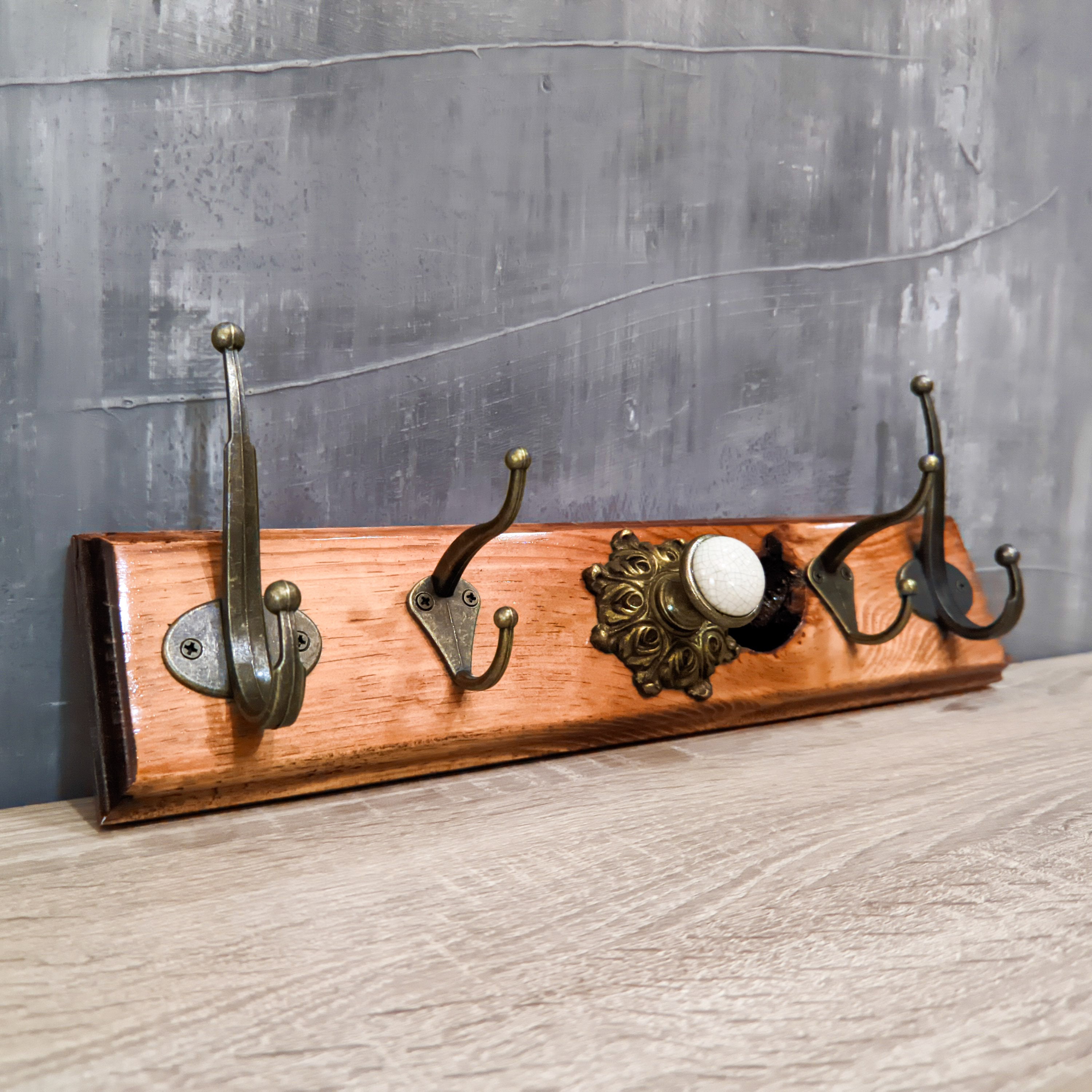 Rustic Wooden Coat Rack With Edge Molding Design Wall Mounted - Etsy