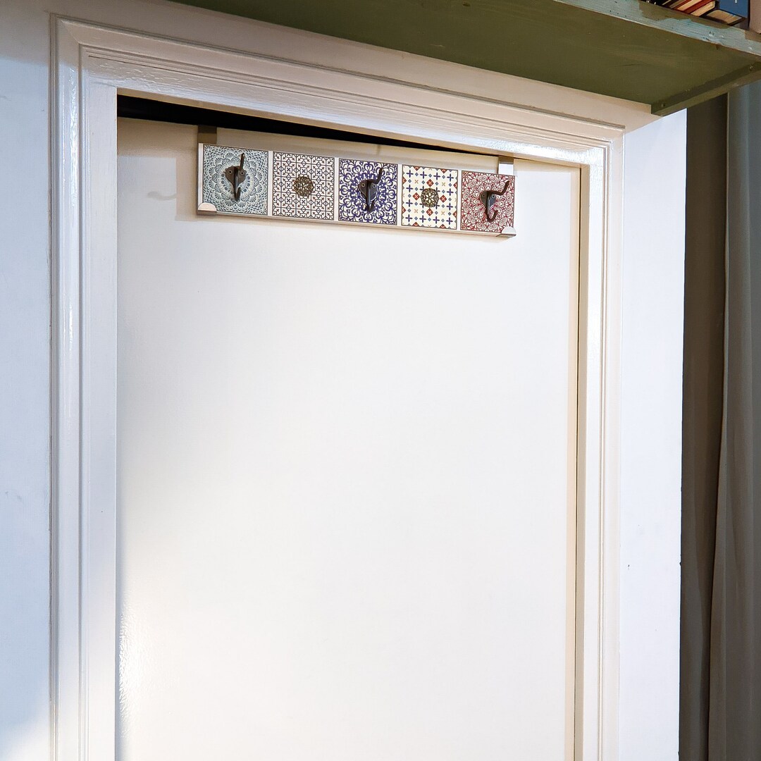 Over Door Hanging Coat Rack, Wooden Over the Door Coat Hooks From ...