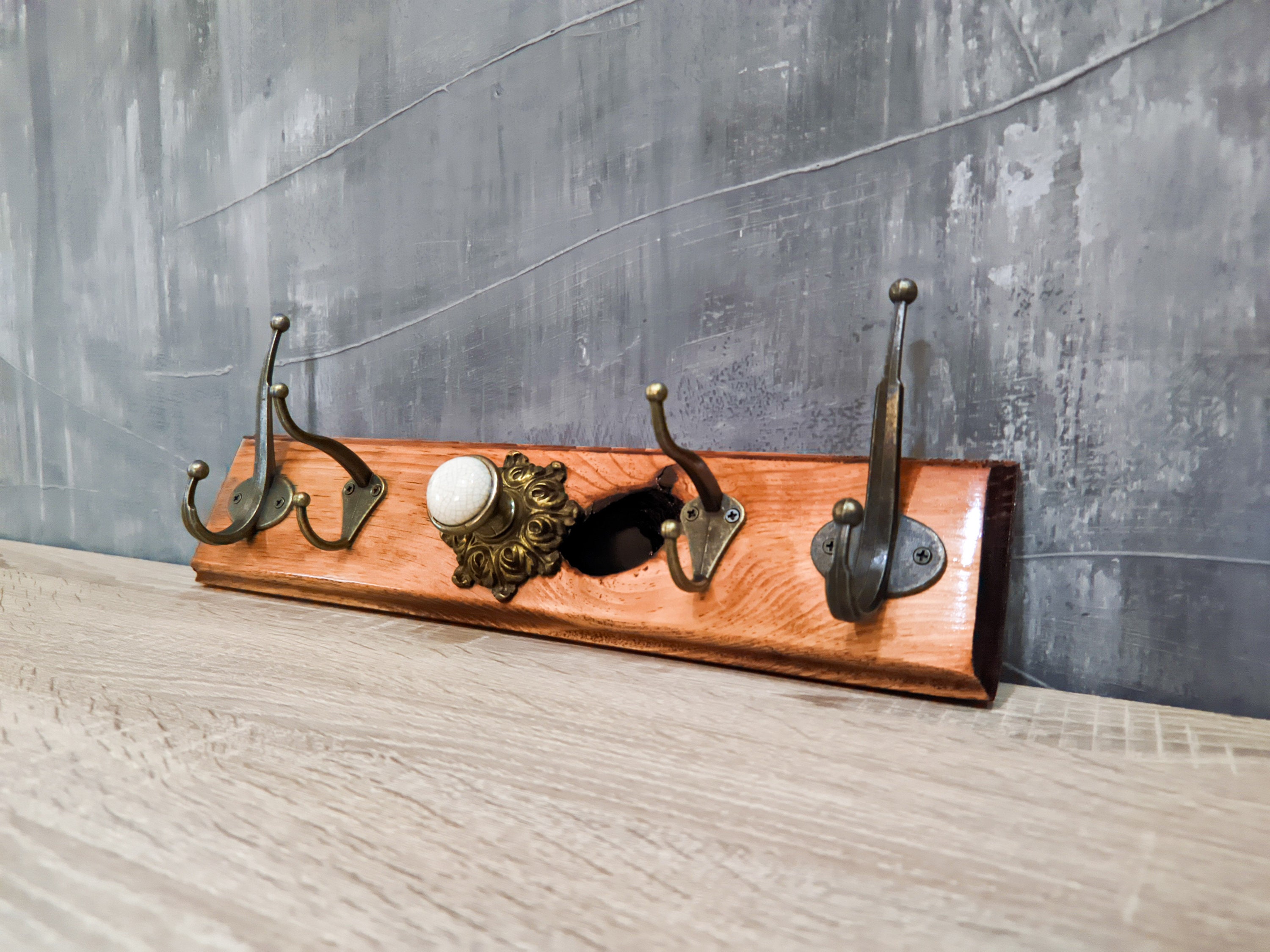 Rustic Wooden Coat Rack With Edge Molding Design Wall Mounted - Etsy
