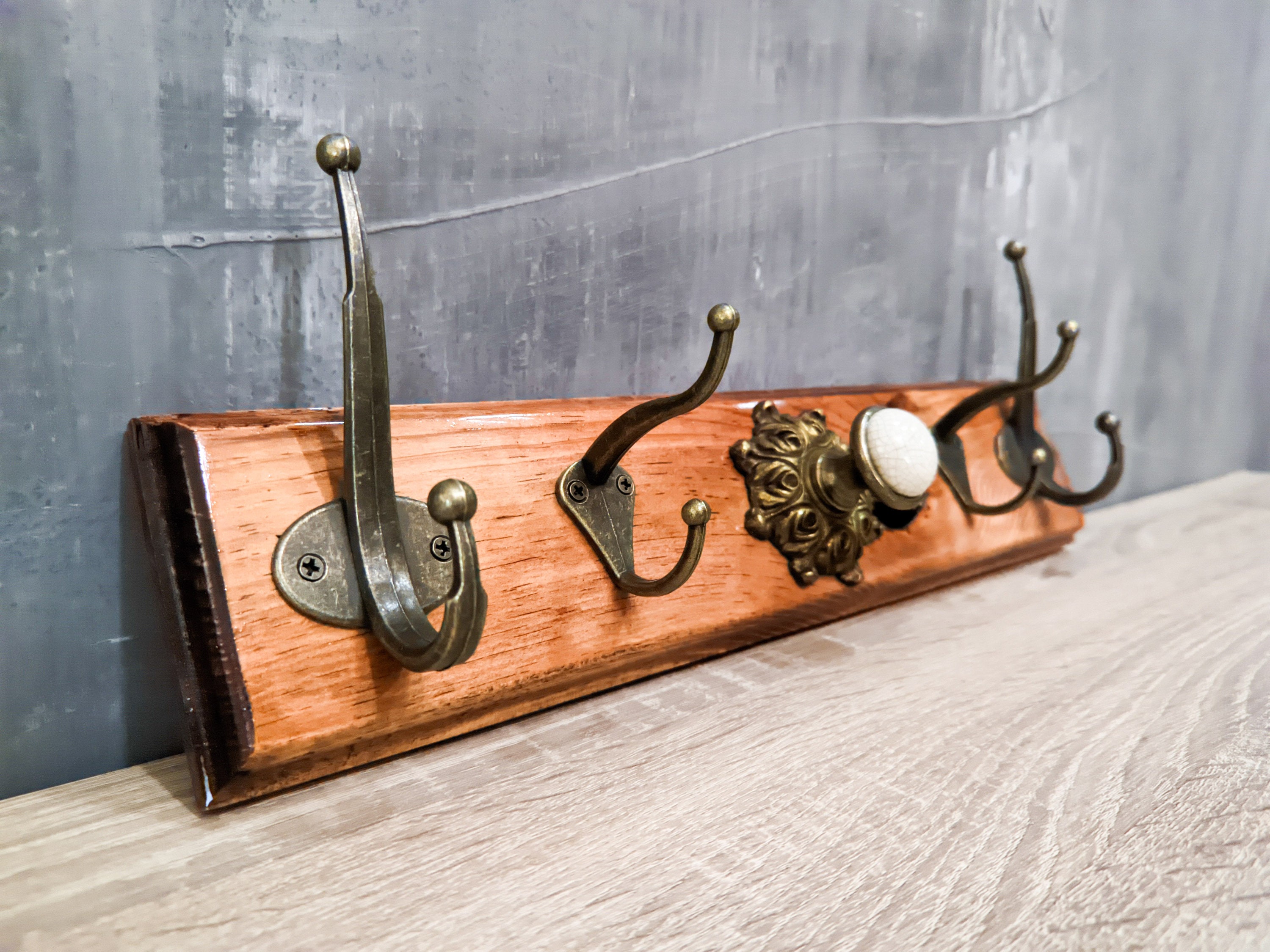 Rustic Wooden Coat Rack With Edge Molding Design Wall Mounted - Etsy