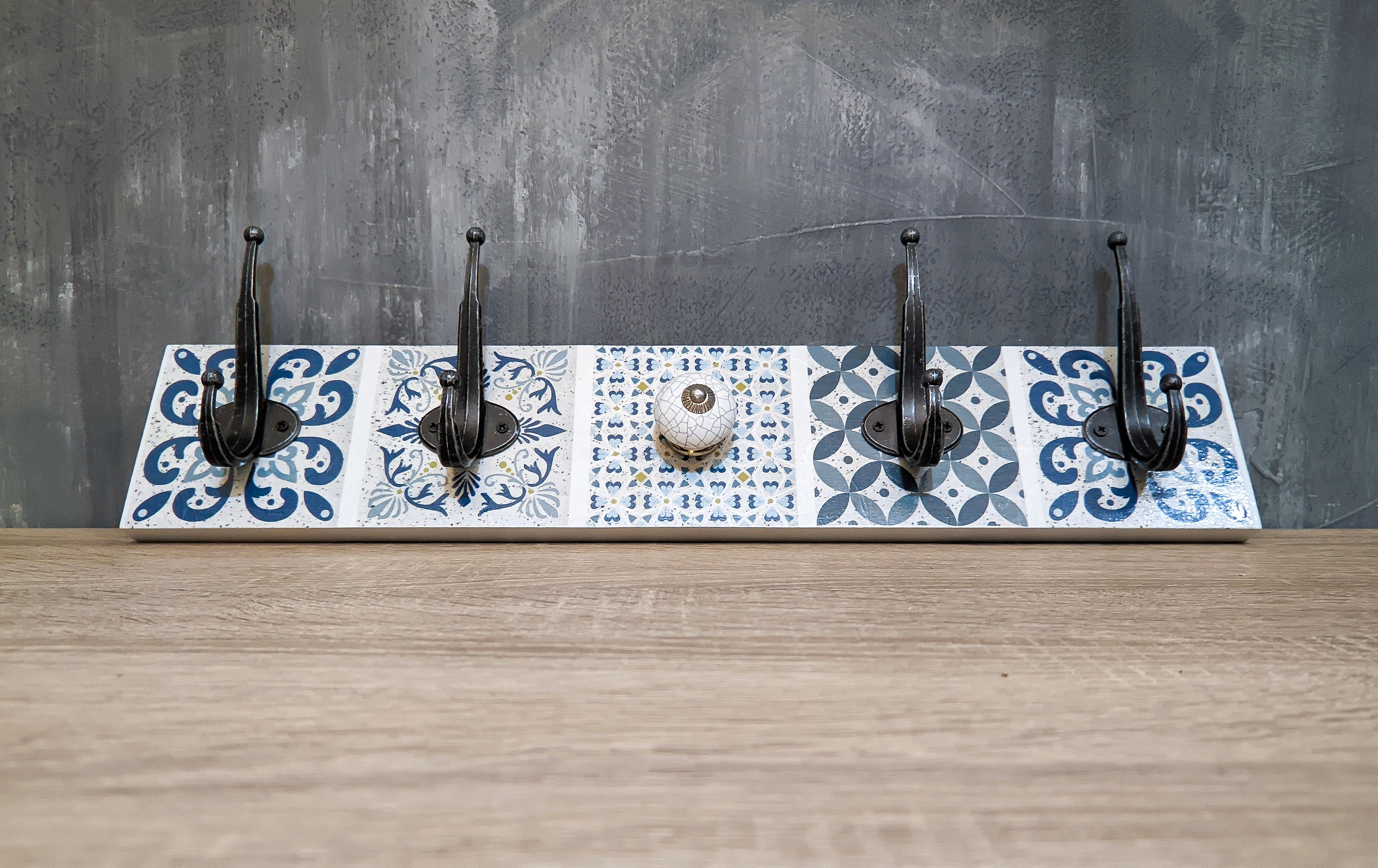Wall Mounted Coat Rack Wall Hanger With Spanish Tiles - Etsy