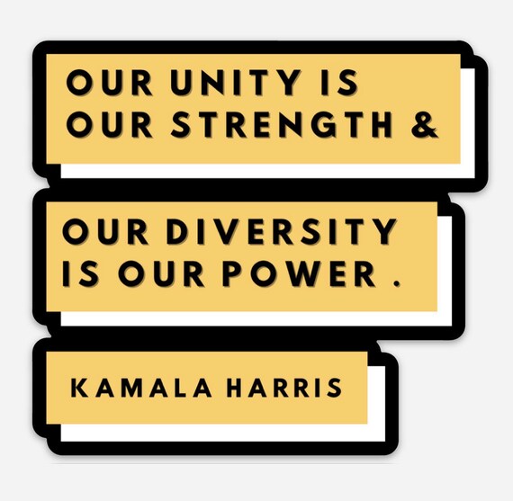 Kamala Harris Unity and Diversity Vinyl Sticker | Etsy