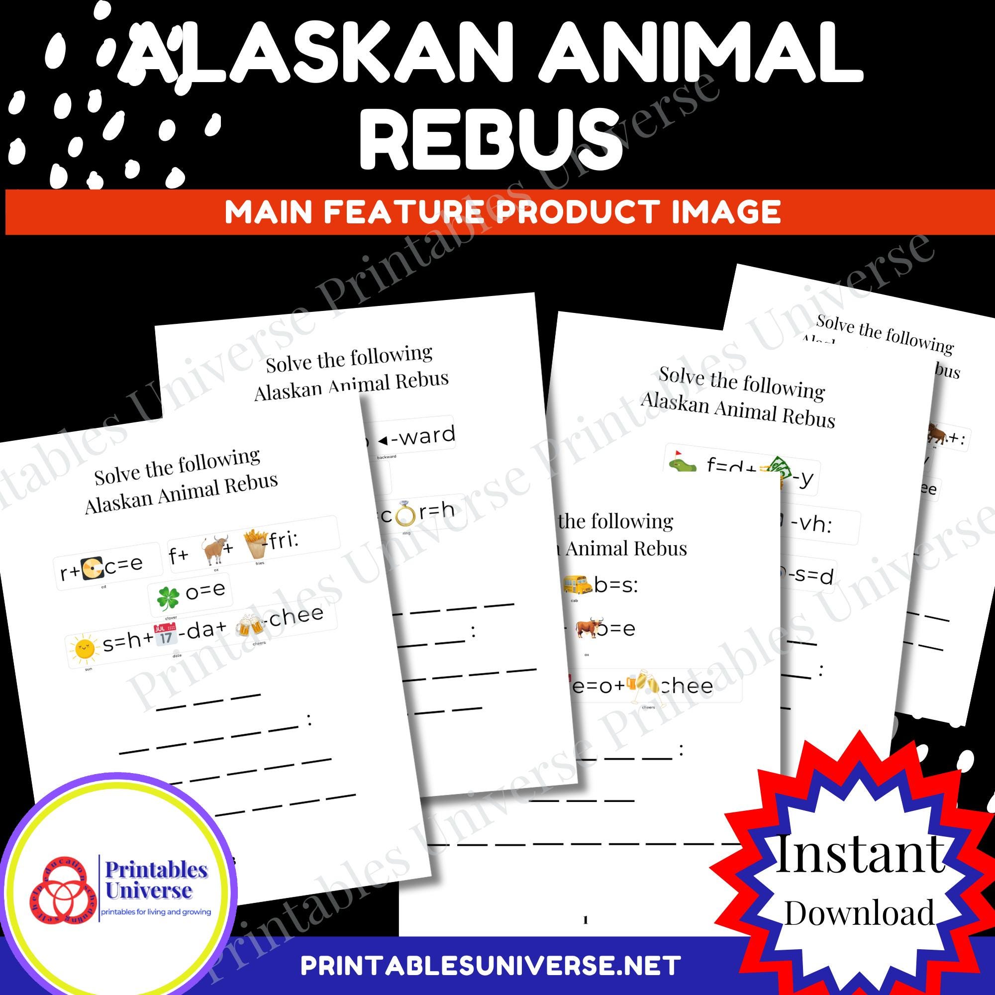 Alaskan Animals Rebus Puzzle Set 3 - Etsy
