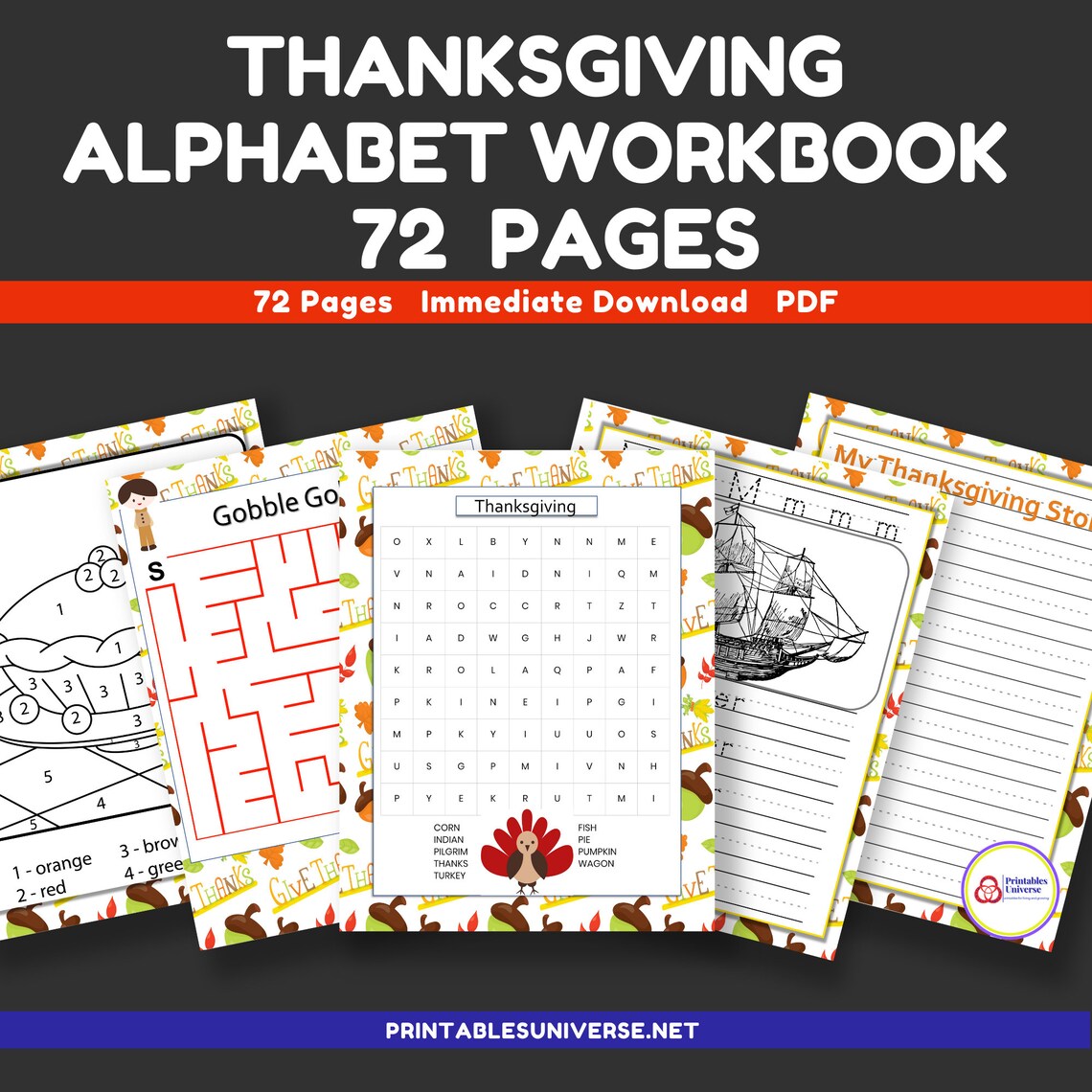 Preschool & Kindergarten Alphabet Workbook, A-Z, Printable ...