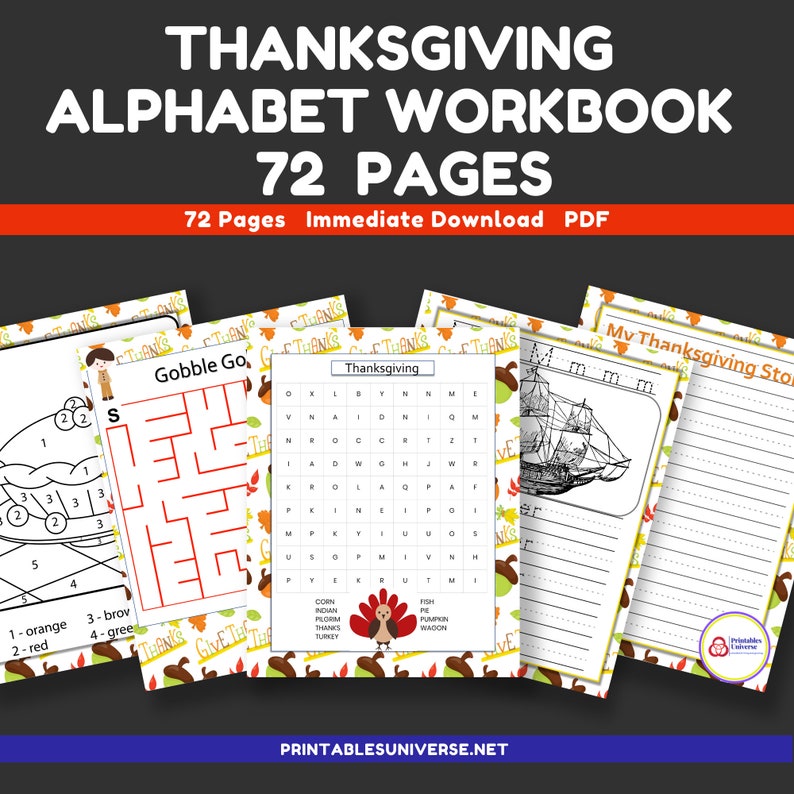 Preschool & Kindergarten Alphabet Workbook, A-Z, Printable ...