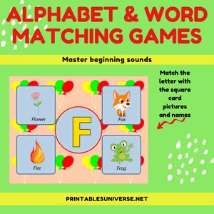 Printable Beginning Sounds Picture-matching Game, Preschool ...