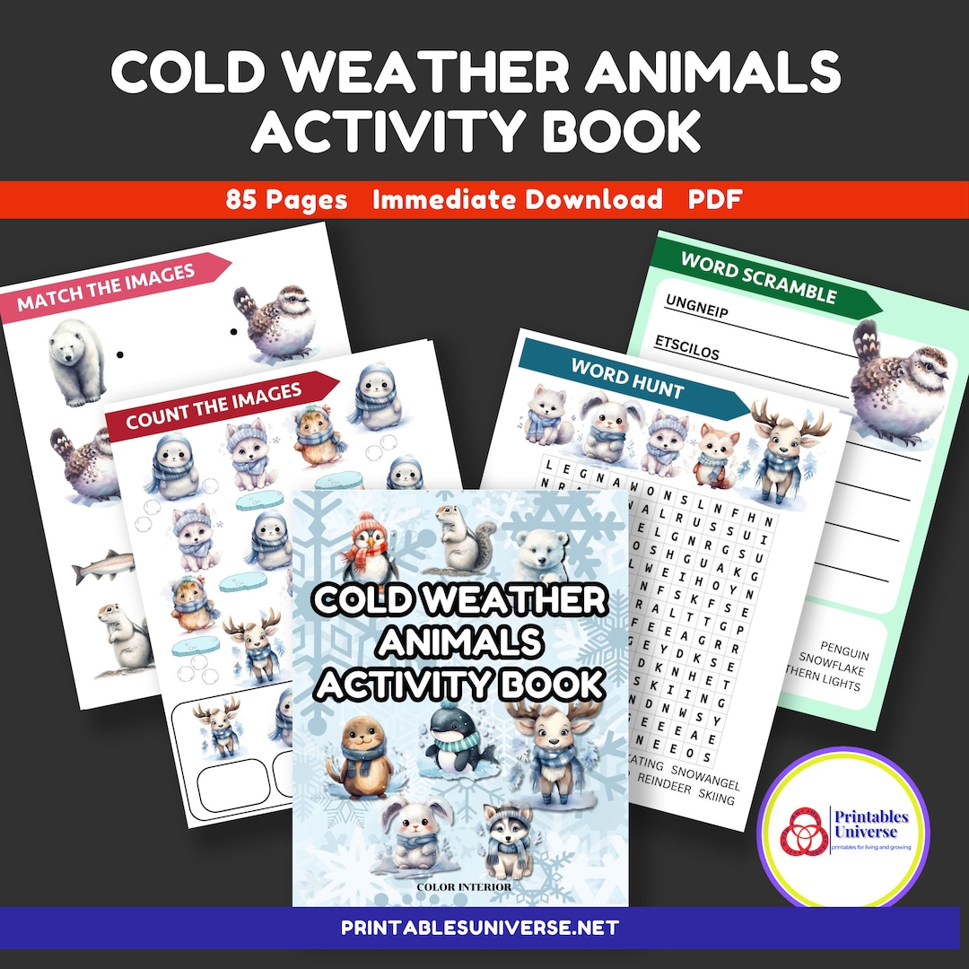 Cold Weather Animals Activity Book Including Alaska and Arctic Animals ...