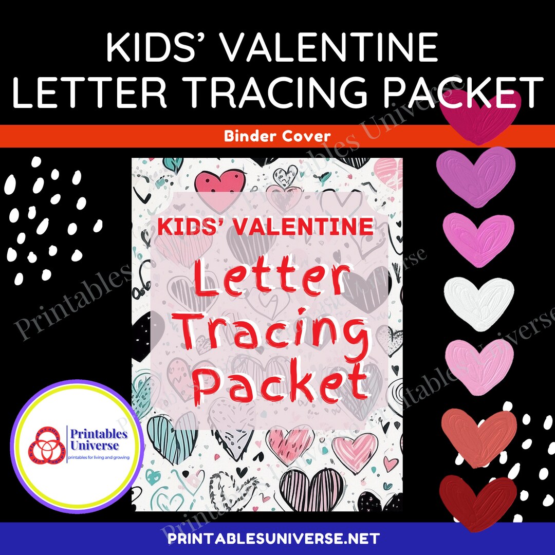 Kids’ Valentine Letter Tracing Packet, Letter Tracing Practice of the ...