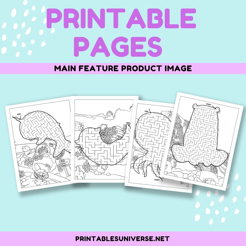 Sea Creatures Maze and Activity Printables Shape Mazes and - Etsy
