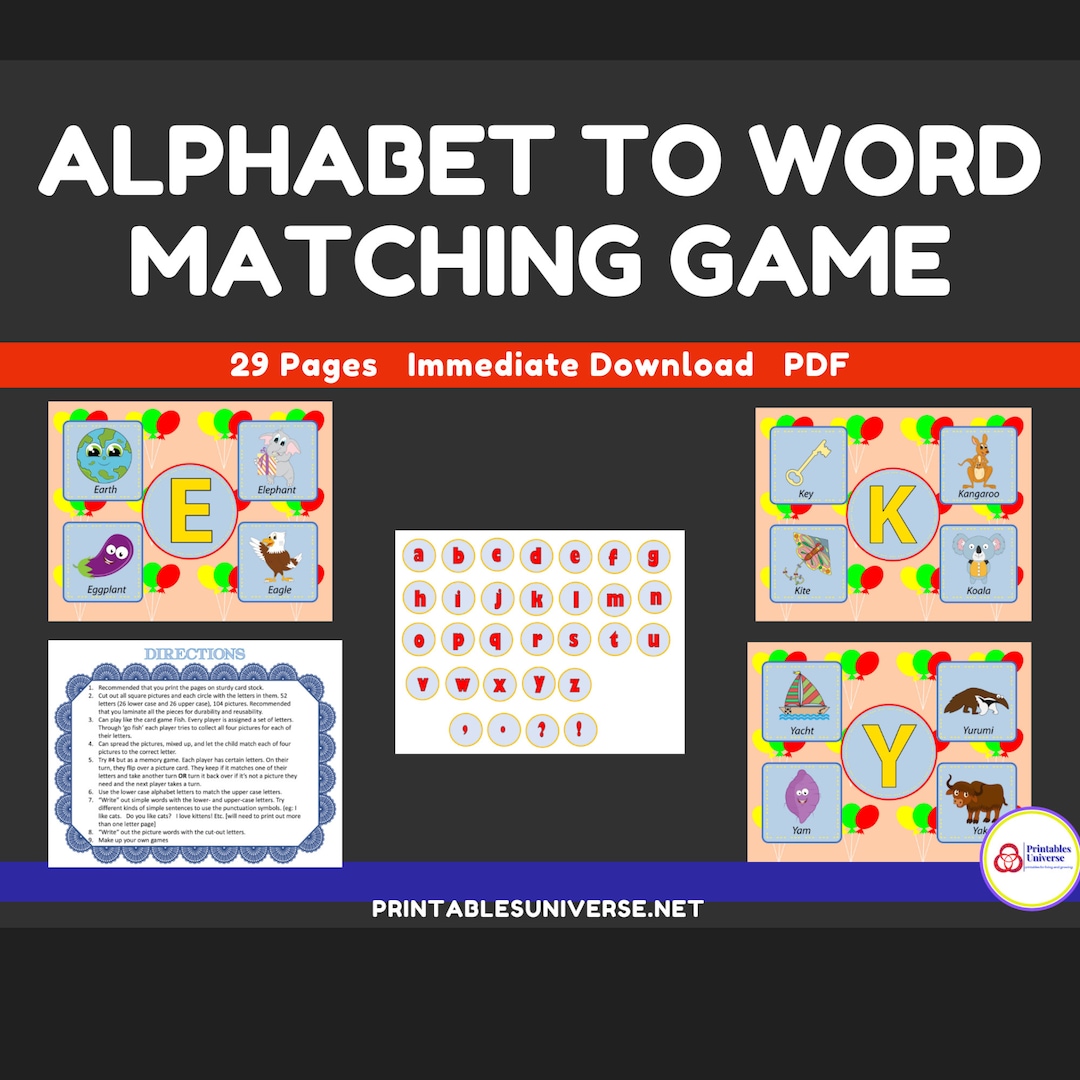 Printable Beginning Sounds Picture-matching Game, Preschool ...