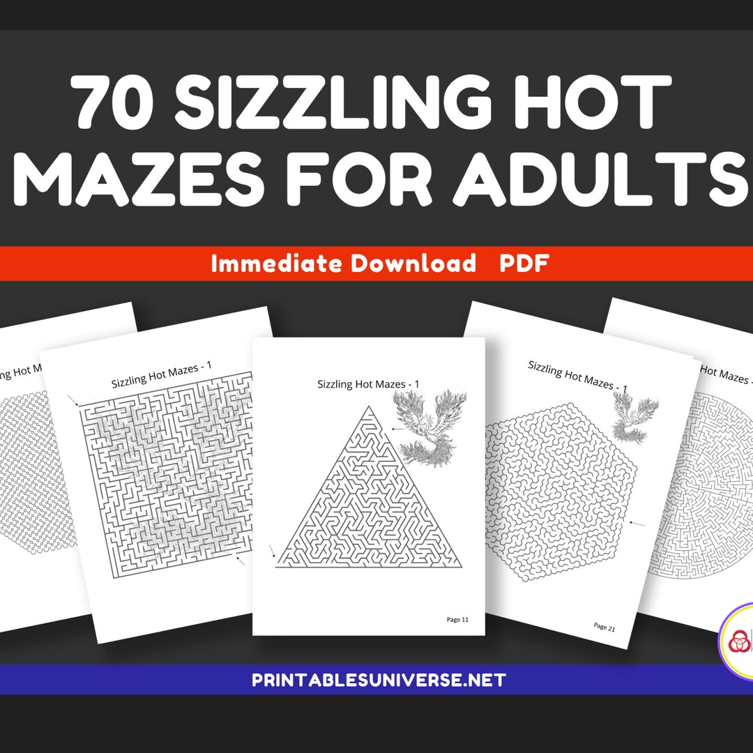 70 Sizzling Hot Mazes for the Maze-addicted Adult, Ultimate Challenging ...