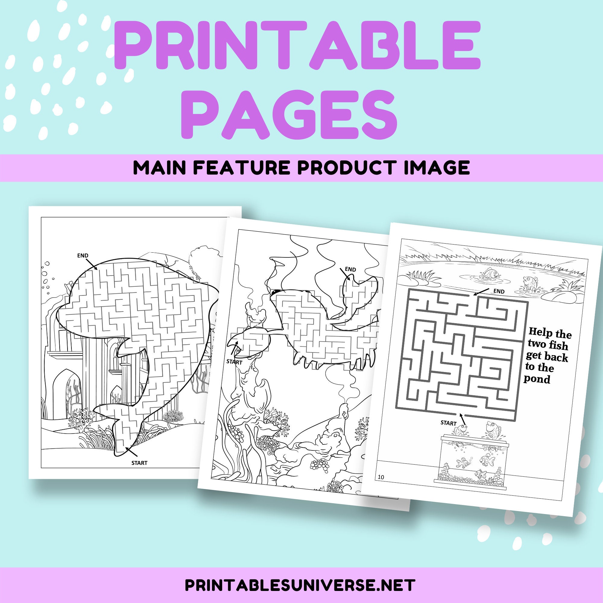 Sea Creatures Maze and Activity Printables Shape mazes and - Etsy España