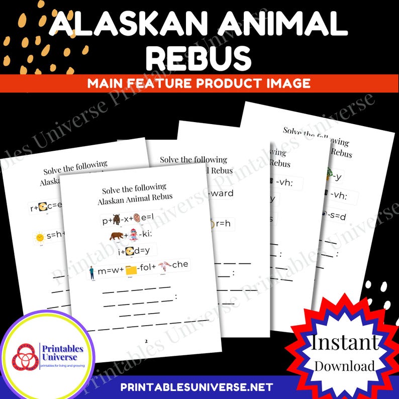 Alaskan Animals Rebus Puzzle Set 3 - Etsy