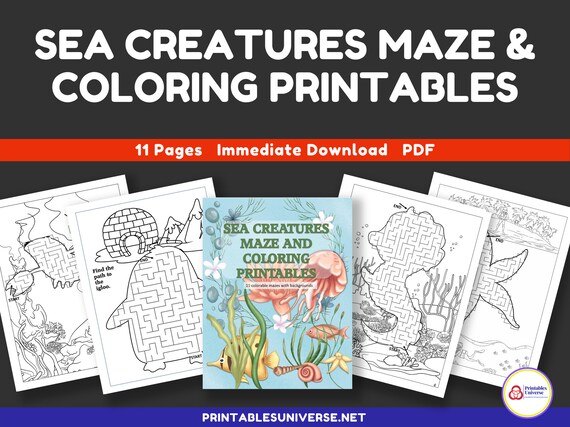 Sea Creatures Maze and Activity Printables Shape mazes and - Etsy España