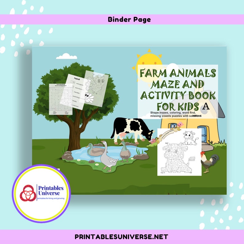 Farm Animals Maze and Activity Printables-a, Shape Mazes, Coloring ...