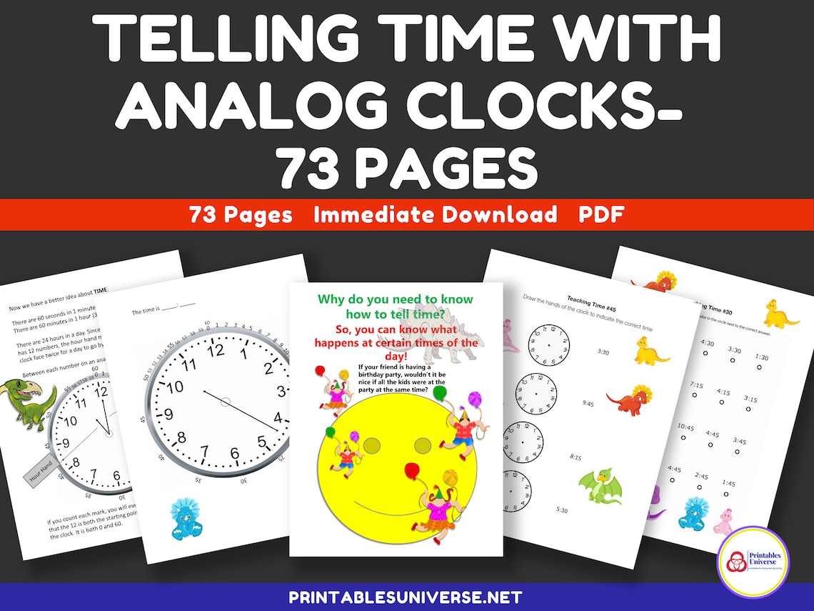 Telling Time Using Analog Clock Face: Printable Instructional - Etsy
