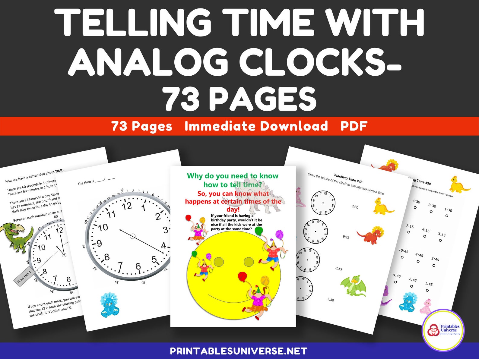 Telling Time Using Analog Clock Face: Printable Instructional - Etsy