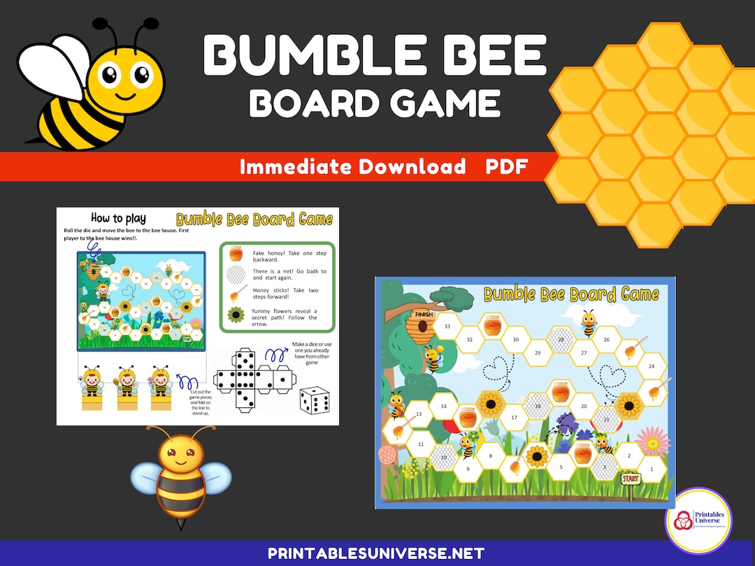 Busy Bee Board Game for Kids, Games for Non-readers, Activities for Non ...
