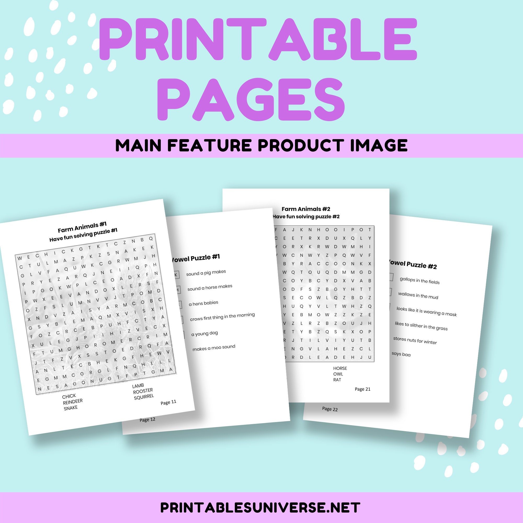 Farm Animals Maze and Activity Printables-a, Shape Mazes, Coloring ...