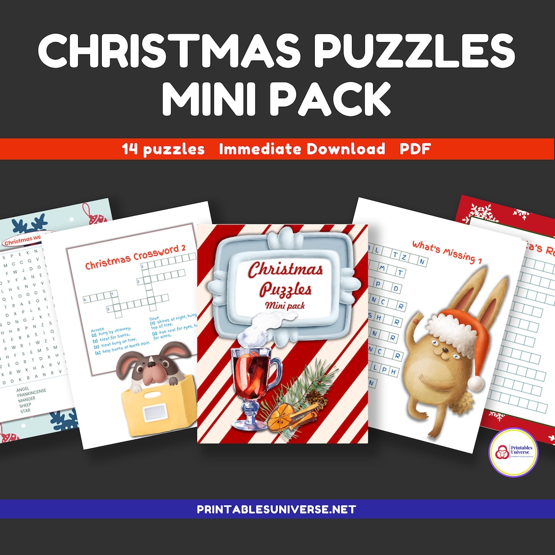 Christmas Puzzle Mini Pack, Word Find, Crossword, What's Missing ...