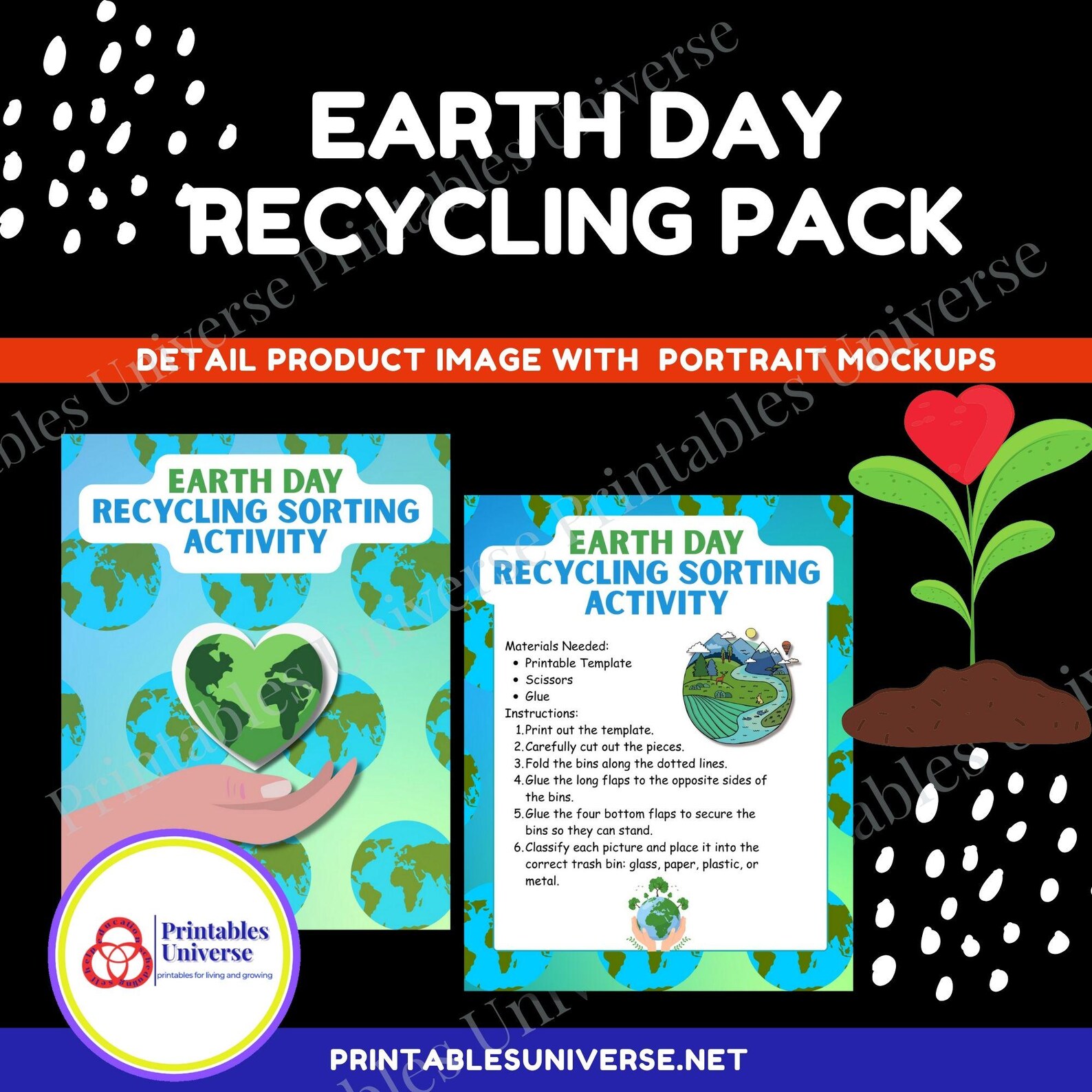 Earth Day Recycling Sorting Activity | Printable Kids Educational Craft ...