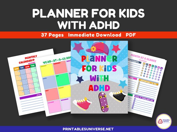 ADHD Planner for Kids Printable School Planner Monthly | Etsy