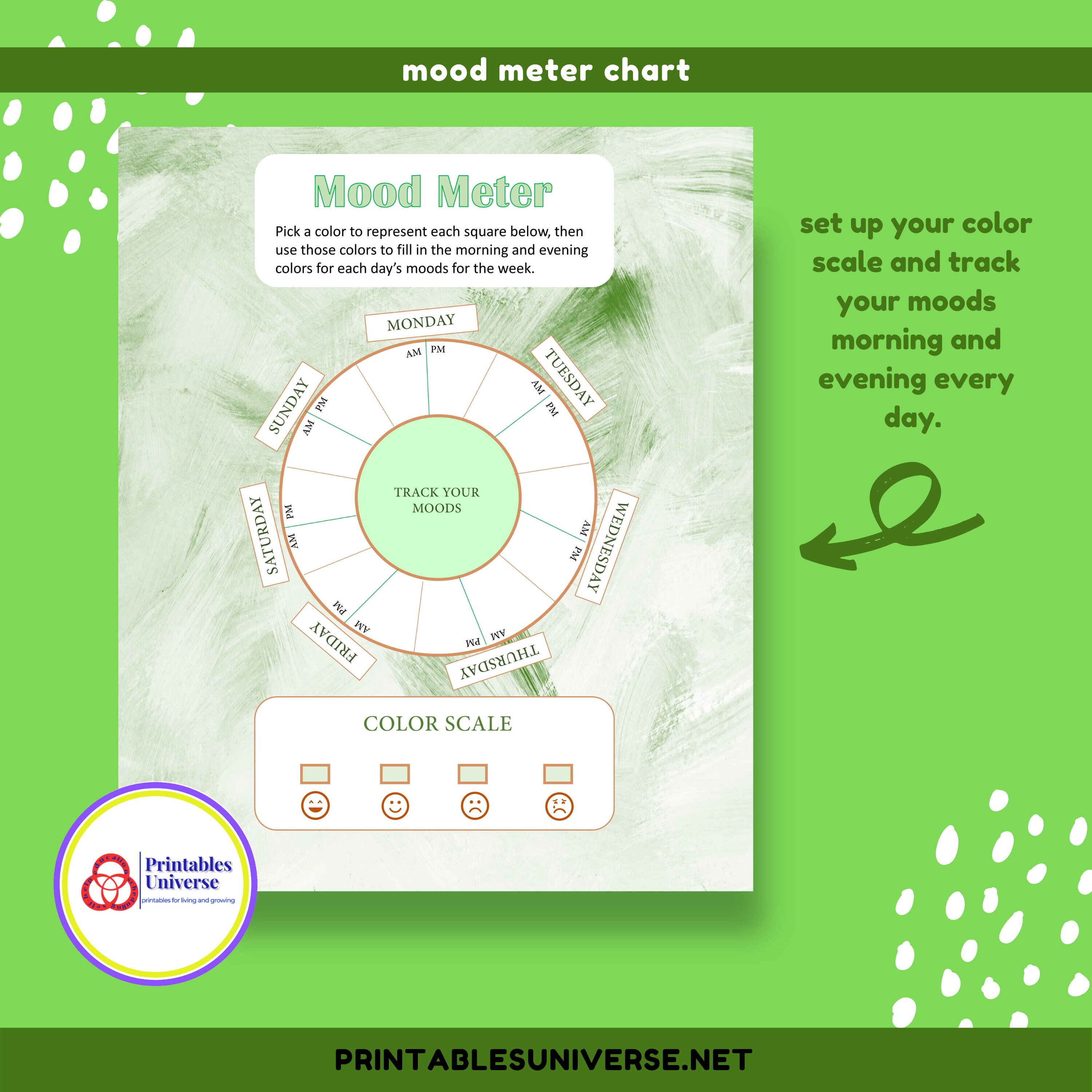 Printable One-line-a-day Mood Tracker Journal Instant Download Complete ...