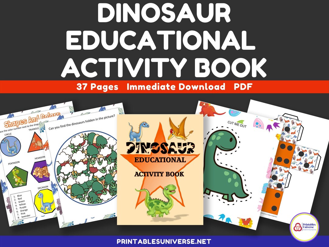 Educational, Dinosaur-themed, Busy Book, Activity Book, Learning Pages ...