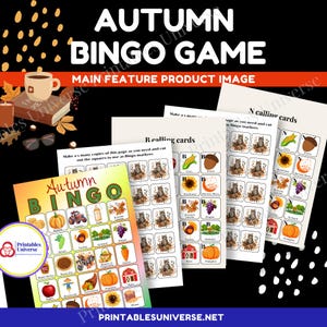 Autumn BINGO Game With Adorable Autumn Kitty Bingo Markers, Bingo Cards ...