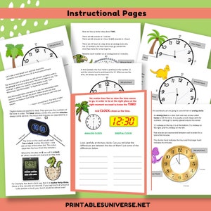 Telling Time Using Analog Clock Face: Printable Instructional Workbook ...