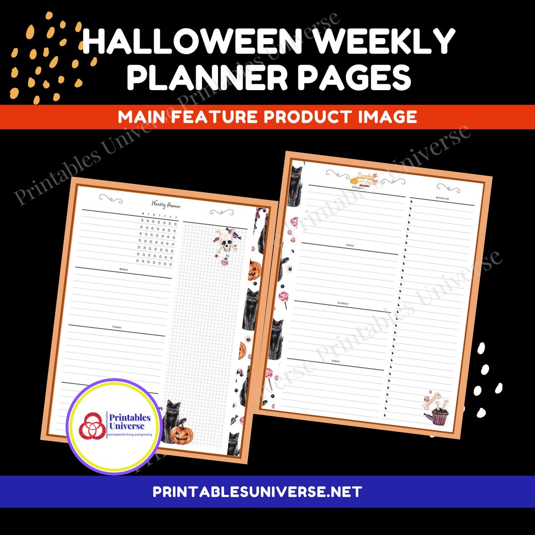 Halloween Weekly Planner Pages, Printable, Instant Download, Letter ...