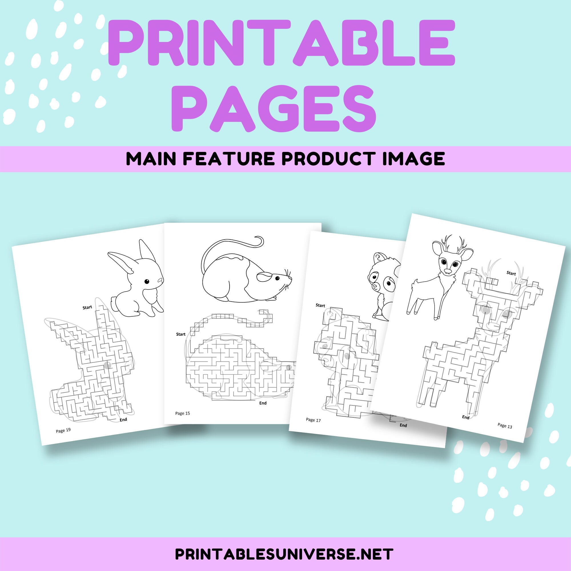 Farm Animals Maze and Activity Printables-a, Shape Mazes, Coloring ...