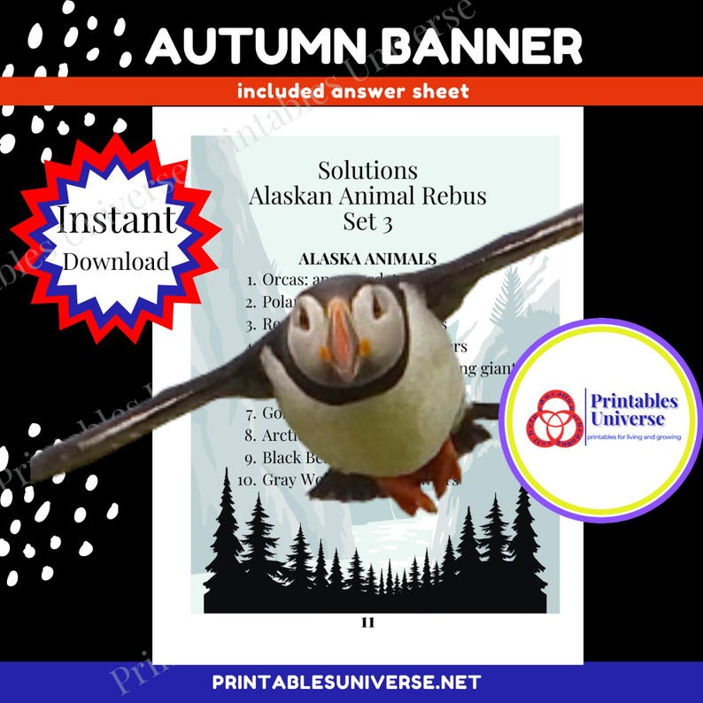 Alaskan Animals Rebus Puzzle Set 3 - Etsy