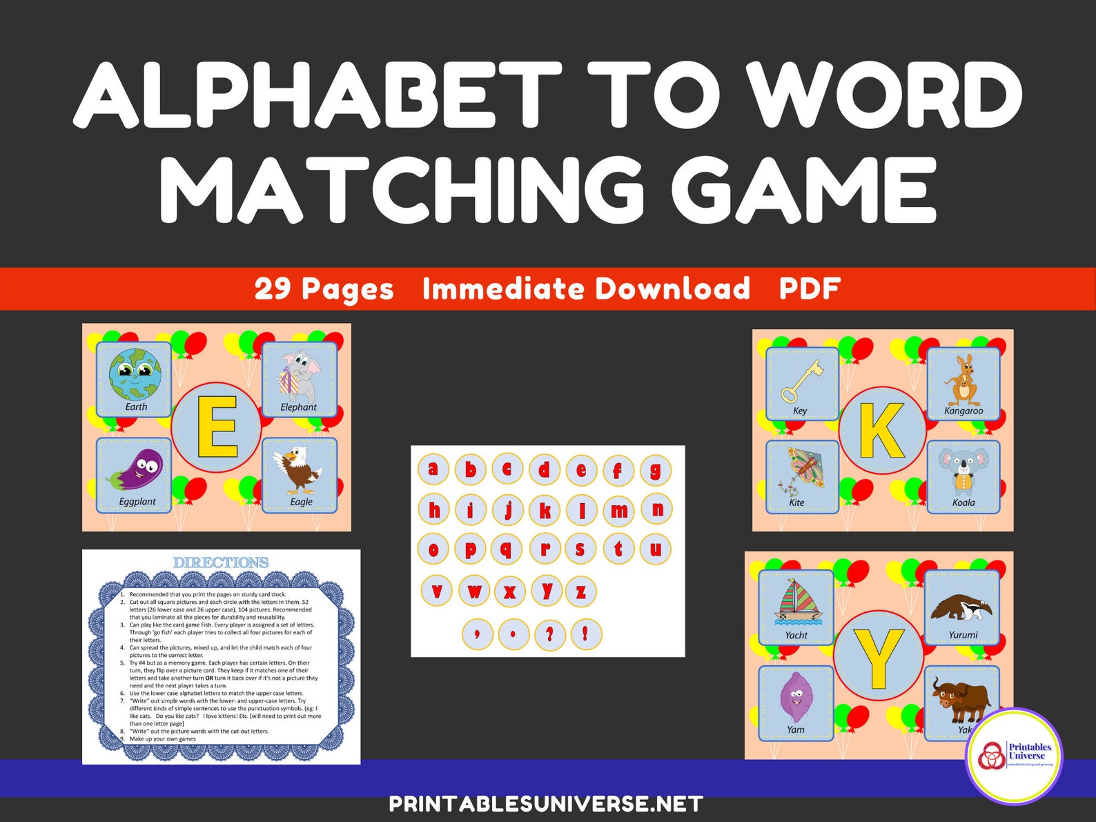 Printable Beginning Sounds Picture-matching Game | Etsy