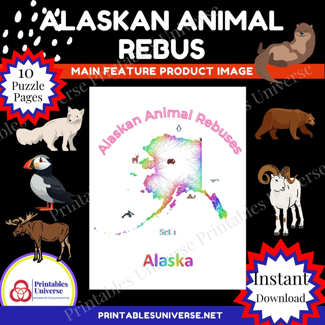 Alaskan Animals Rebus Puzzle Set 1 - Etsy