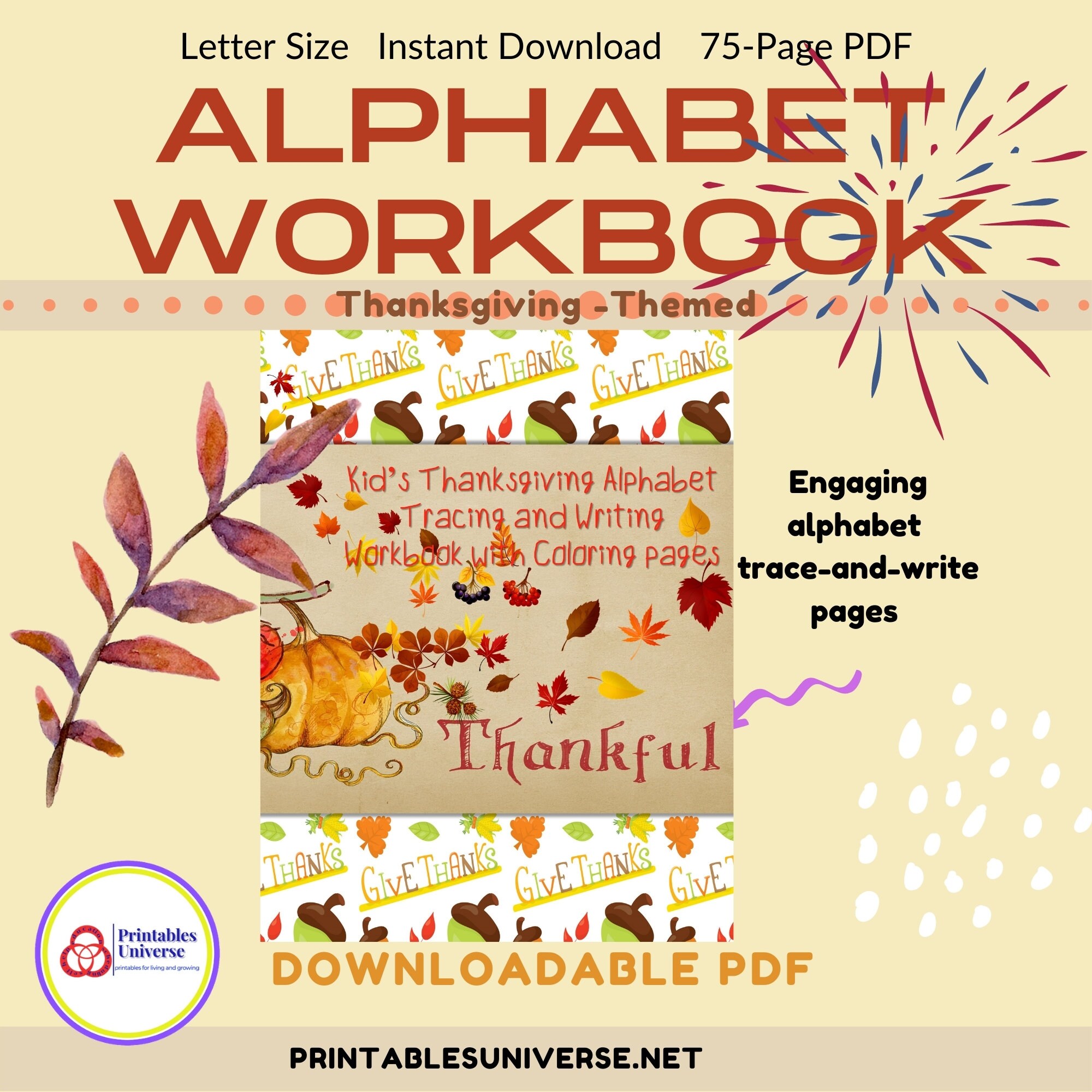Preschool & Kindergarten Alphabet Workbook, A-Z, Printable ...