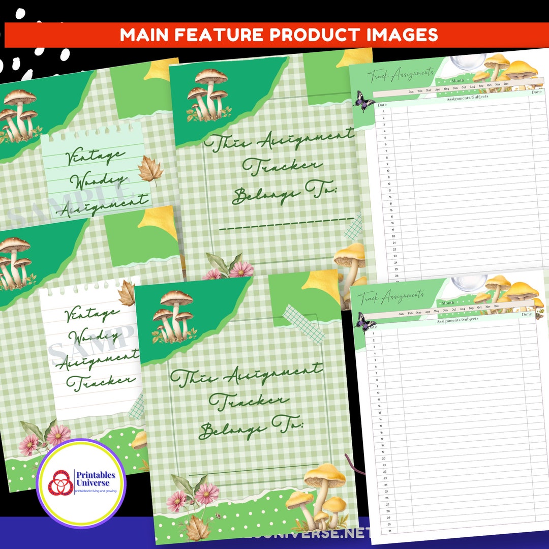 Vintage Woodsy Assignment Tracker. Keep All Your Homework/project ...