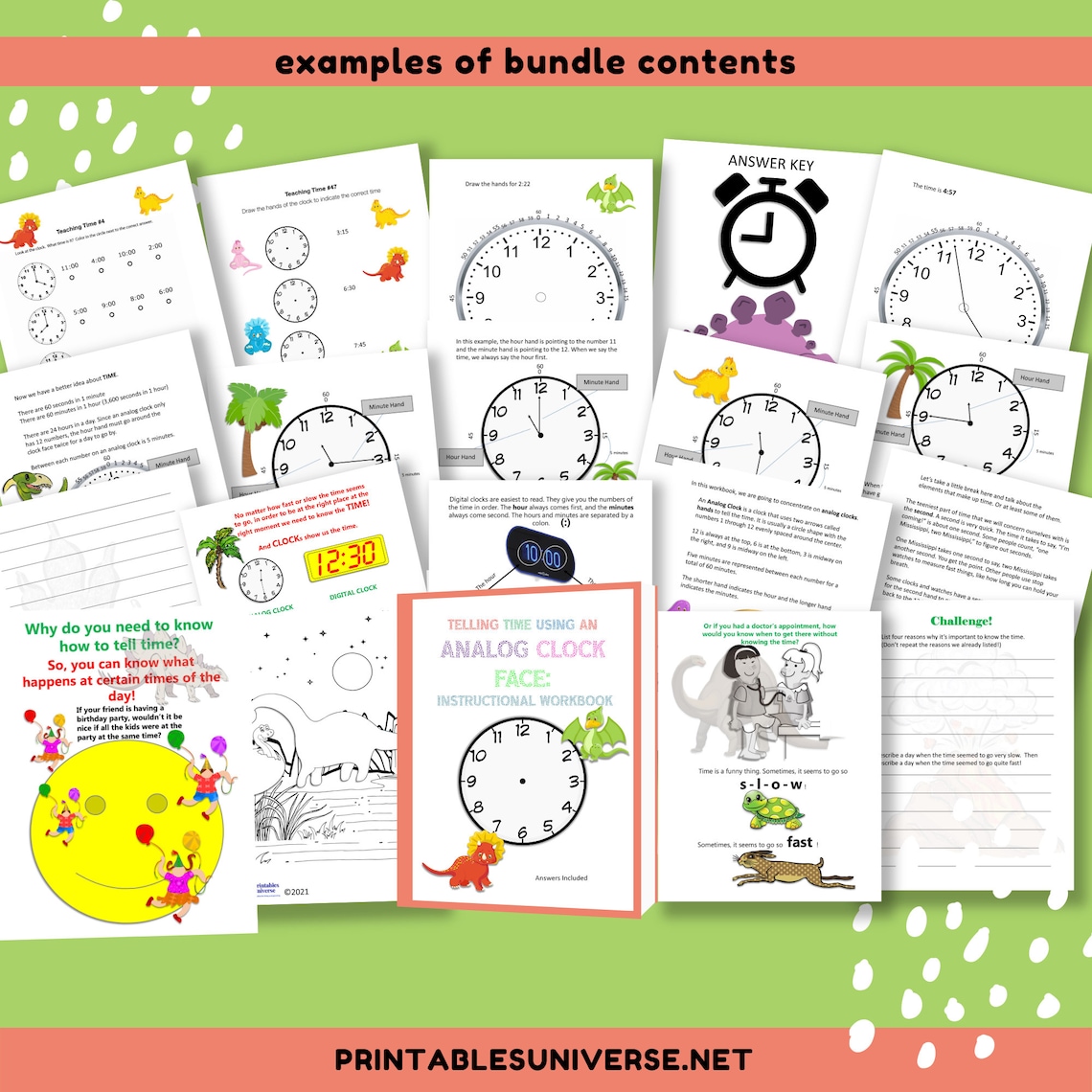 Telling Time Using Analog Clock Face: Printable Instructional - Etsy