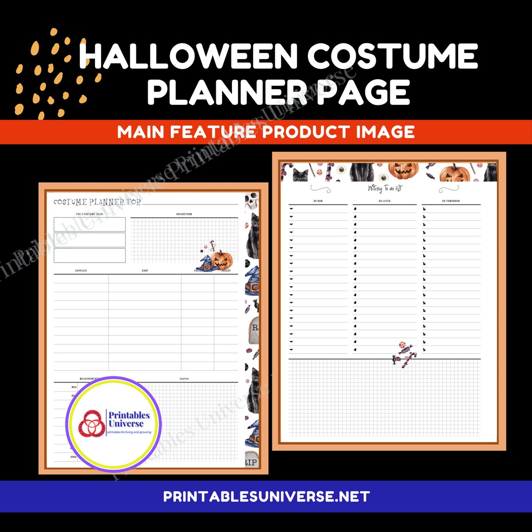 Halloween Costume Planner Page, Printable, Instant Download, Letter ...