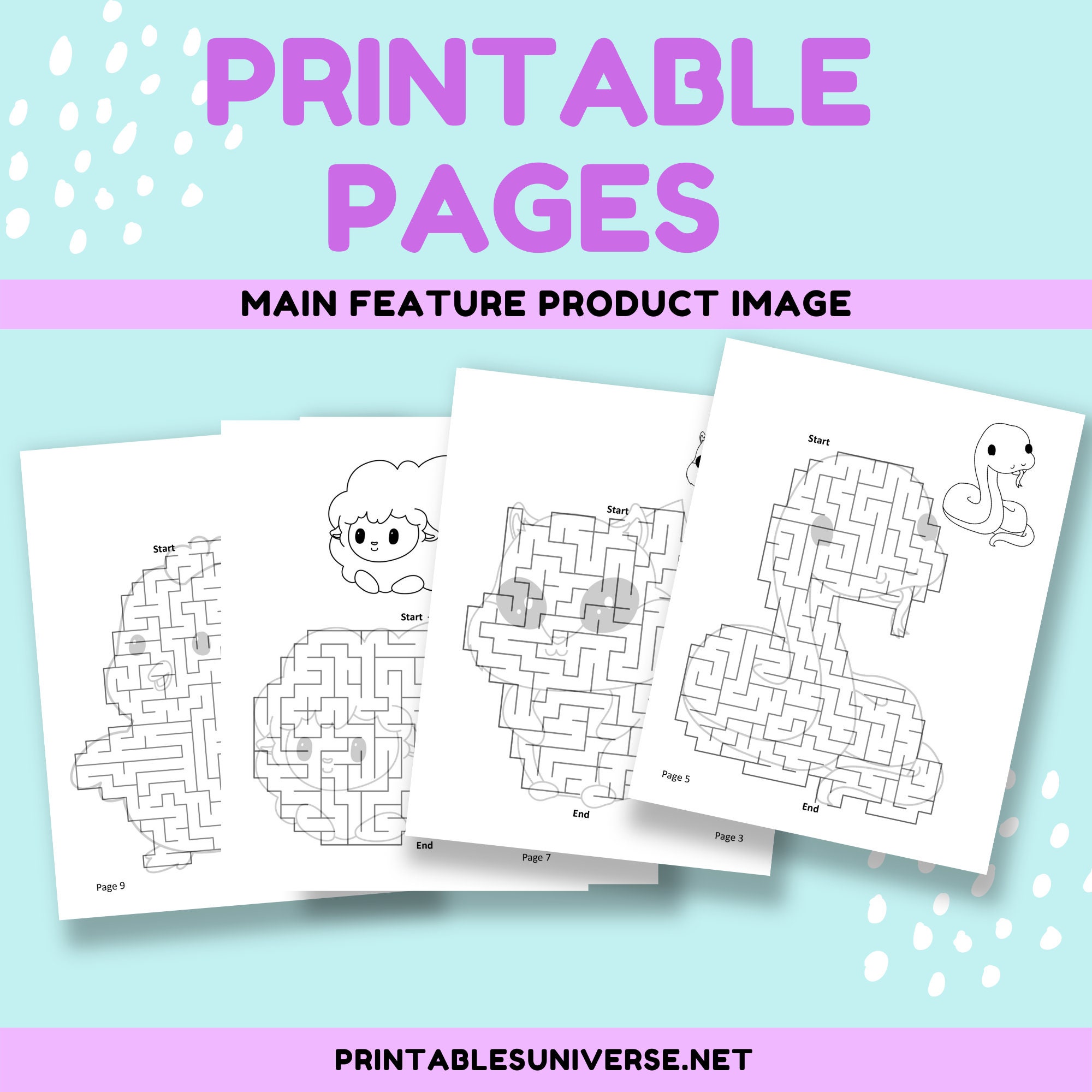 Farm Animals Maze and Activity Printables-a, Shape Mazes, Coloring ...