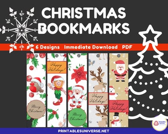 Printable Christmas Bookmarks, Christmas Pictures, Set of 12, Digital ...