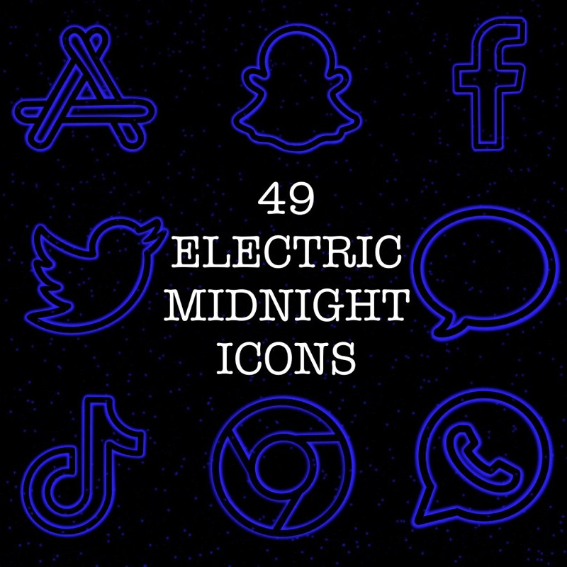 Neon Blue App Icons - Etsy