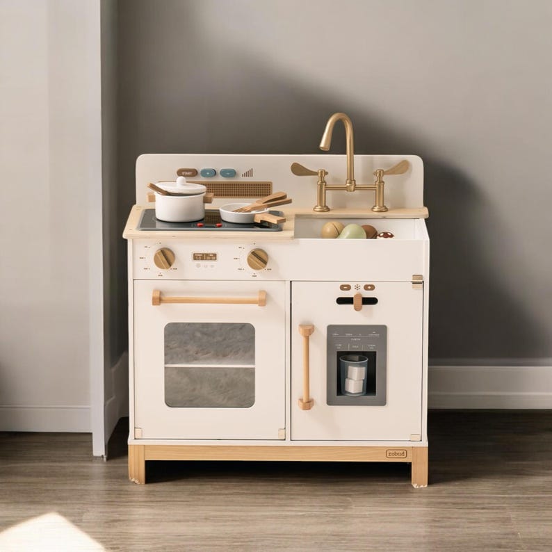 Kids Kitchen Playset, Wood Play Kitchen Toys, Pretend Play Kitchen ...