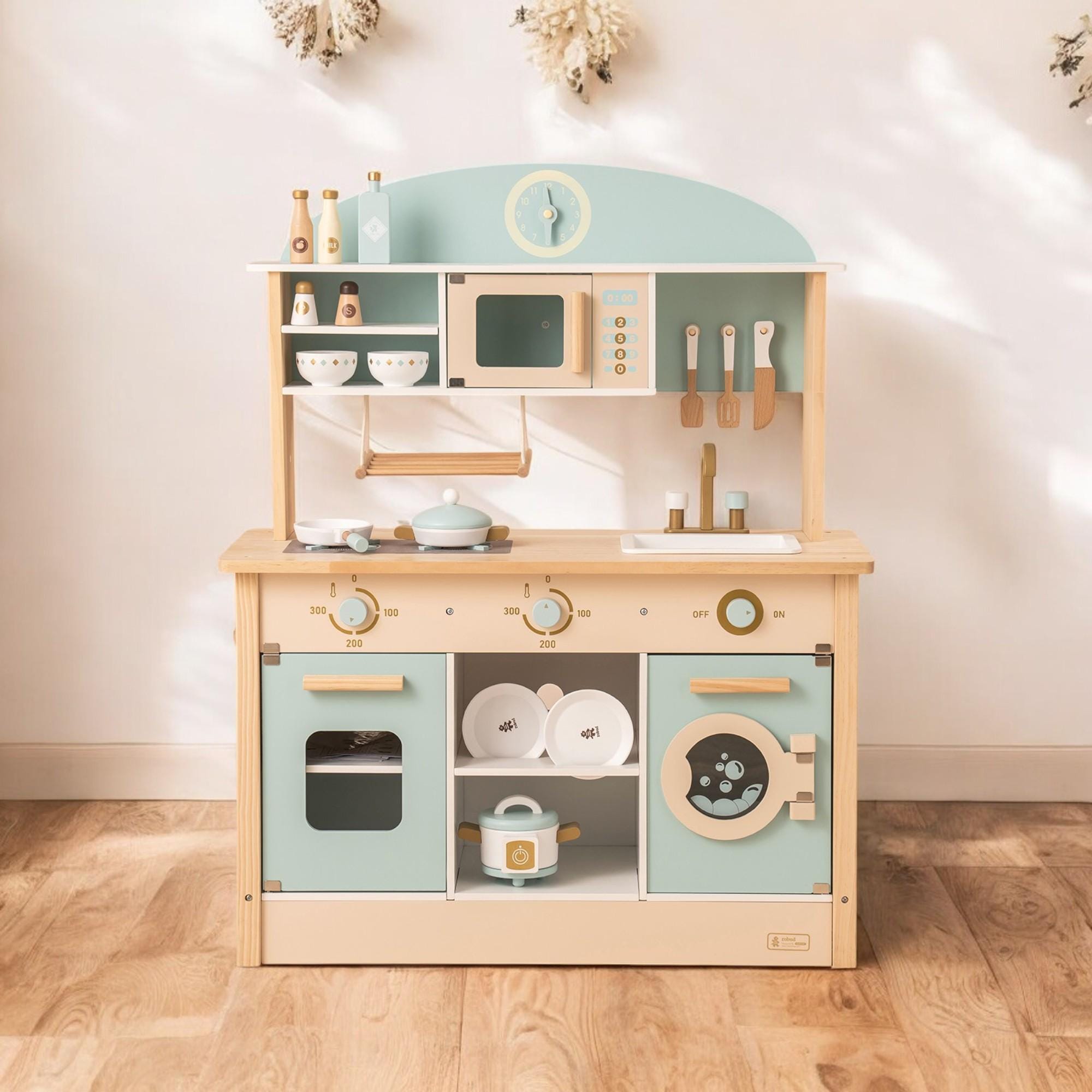 Kids Wood Pretend Play Kitchen Toy Set, Kids Learning Toys, Kitchen ...