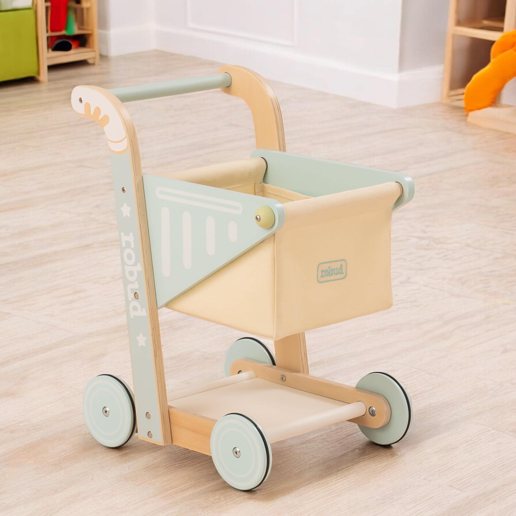 Wood Baby Push Walker Learning Toy, Kids Shopping Trolley Cart, Sensory ...